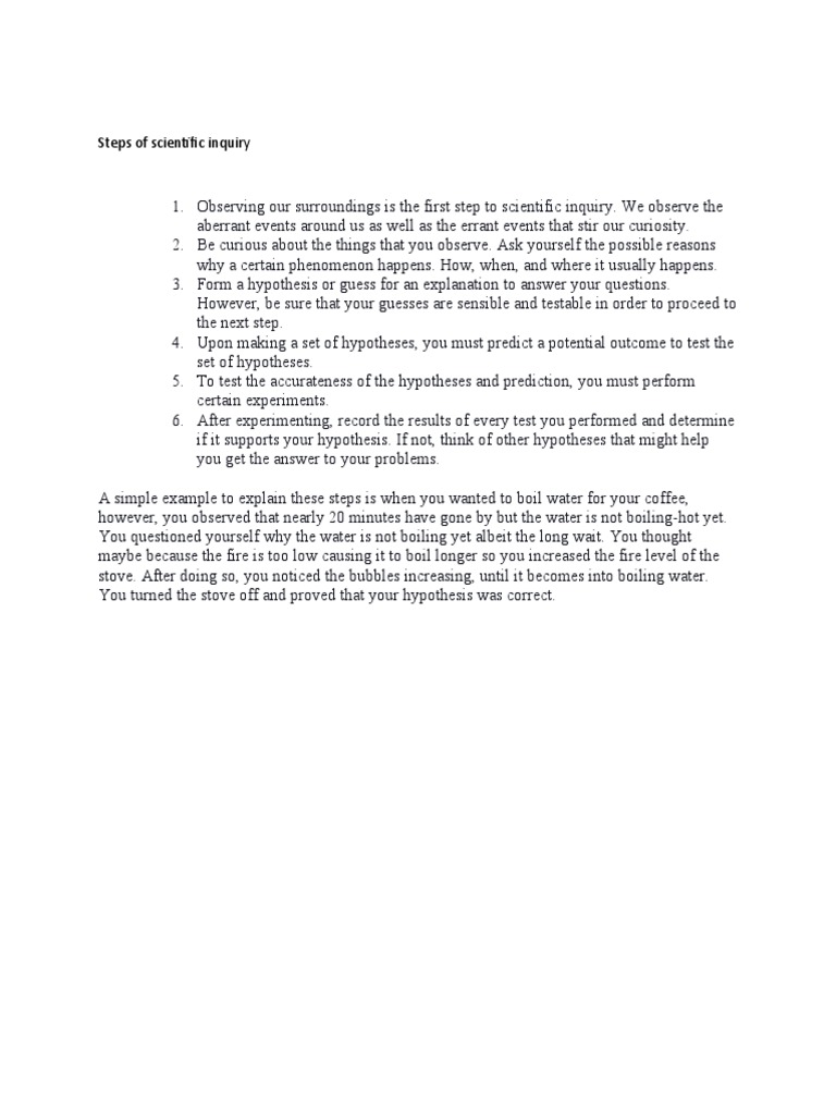 Steps of Scientific Inquiry | PDF | Self-Improvement