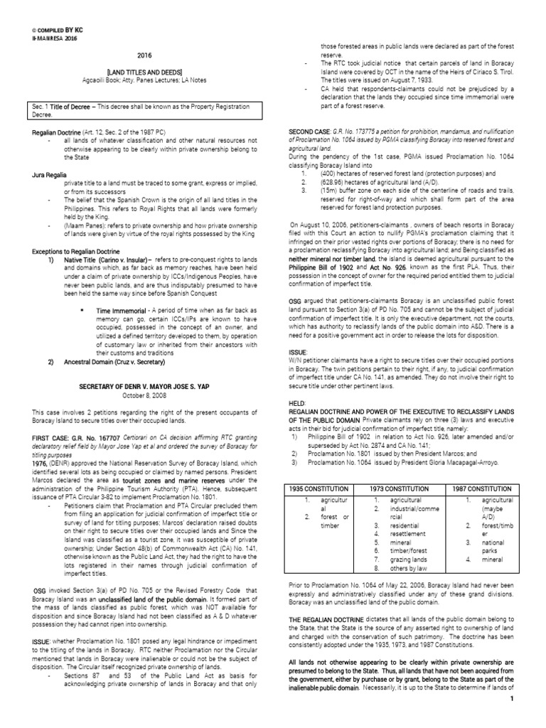 Of Proclamation No. 1064 Issued by PGMA Classifying Boracay Into ...