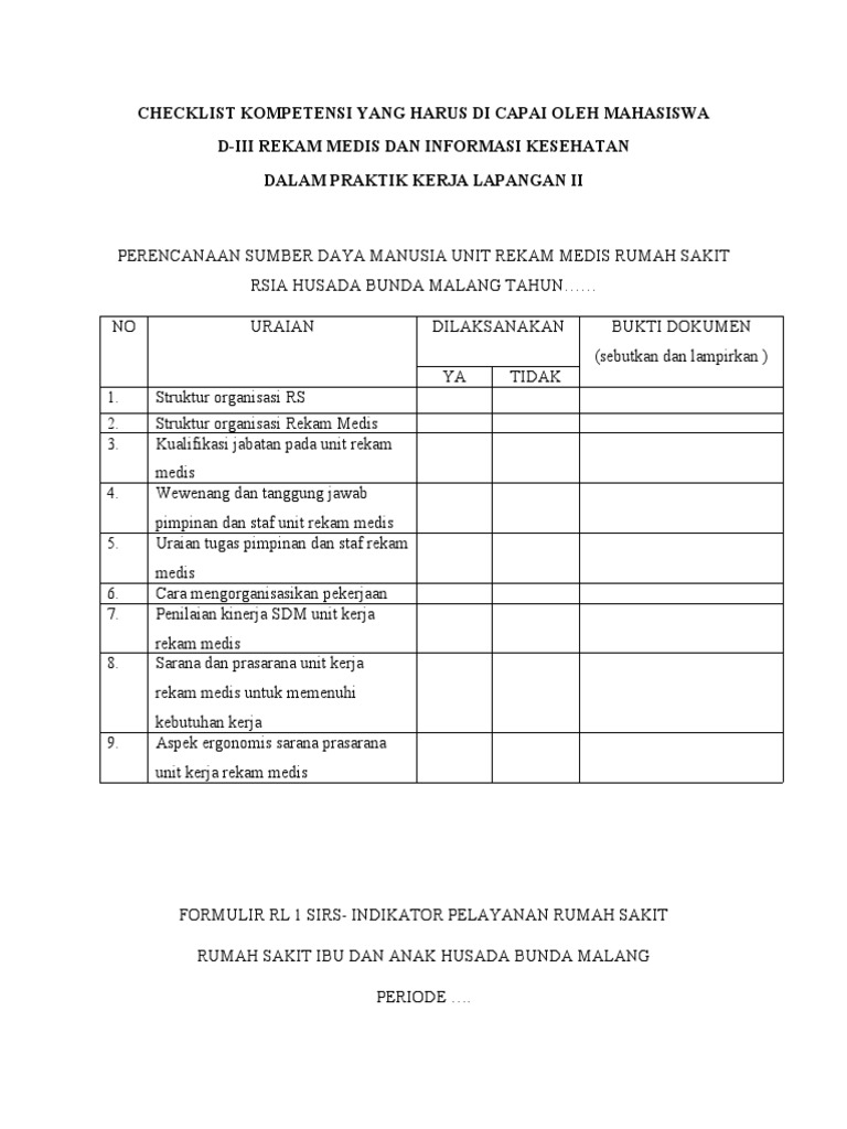 Checklist Kompetensi Yang Harus Di Capai PKL Ii | PDF | Kesehatan Holistik | Sains & Matematika