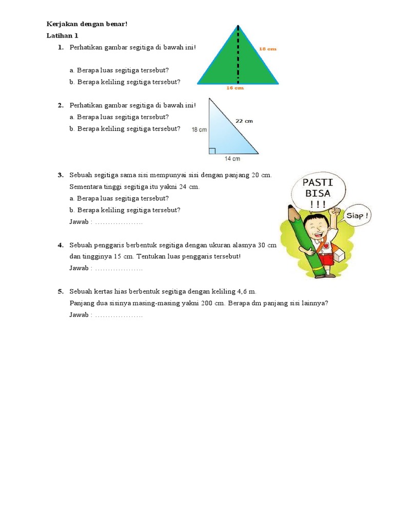 Soal Matematika Kelas 4 Luas Dan Keliling Segitiga | PDF