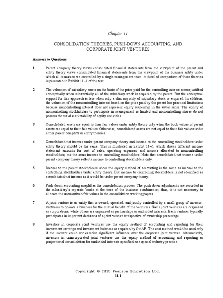 Consolidation Theories, Push-Down Accounting, and Corporate Joint ...