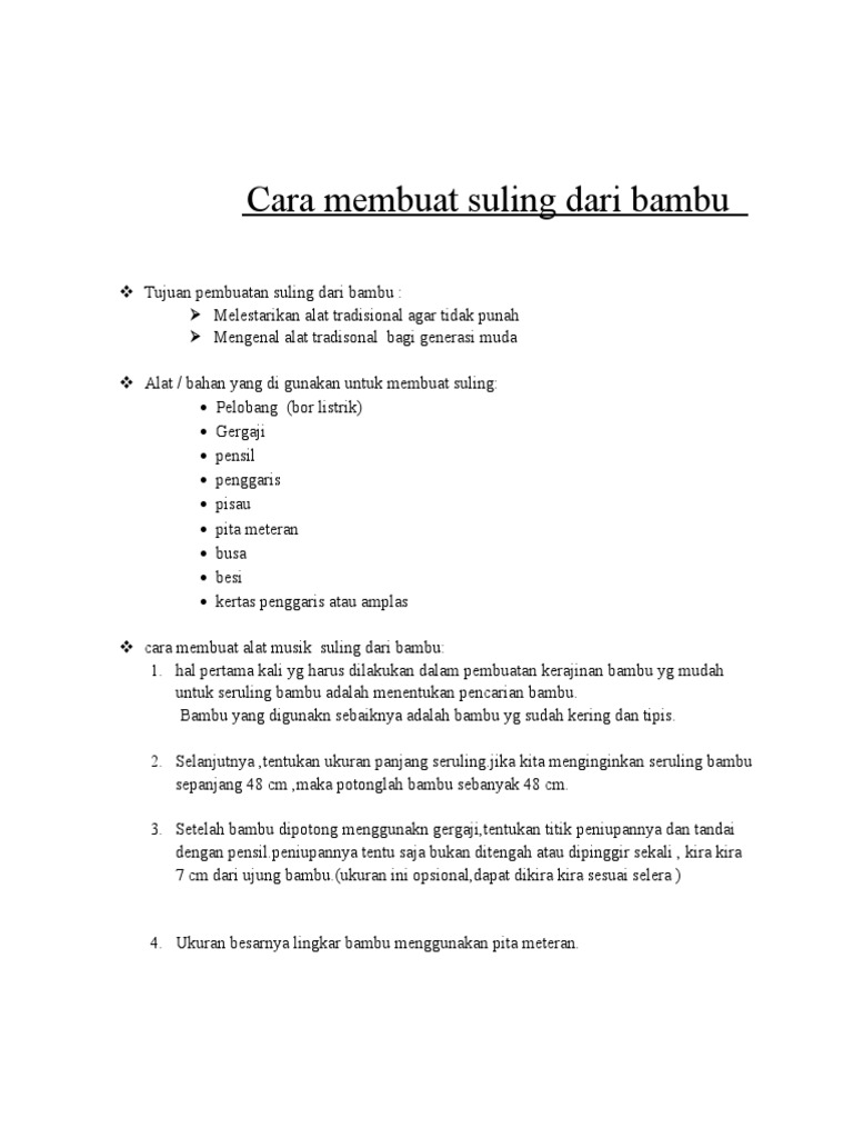 Cara Membuat Suling Dari Bambu | PDF