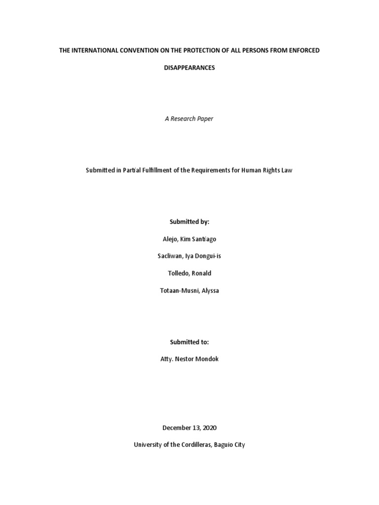 International Convention For The Protection Of All Persons From