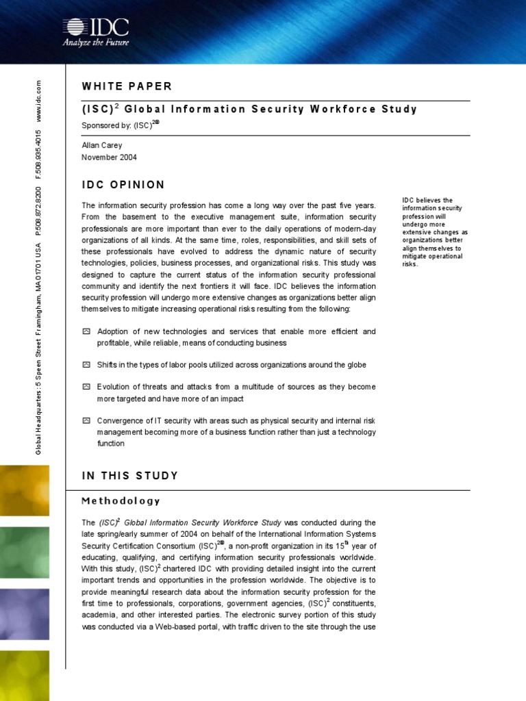 (ISC) 2-IDC 2004 Global Information Security Workforce Study | PDF ...
