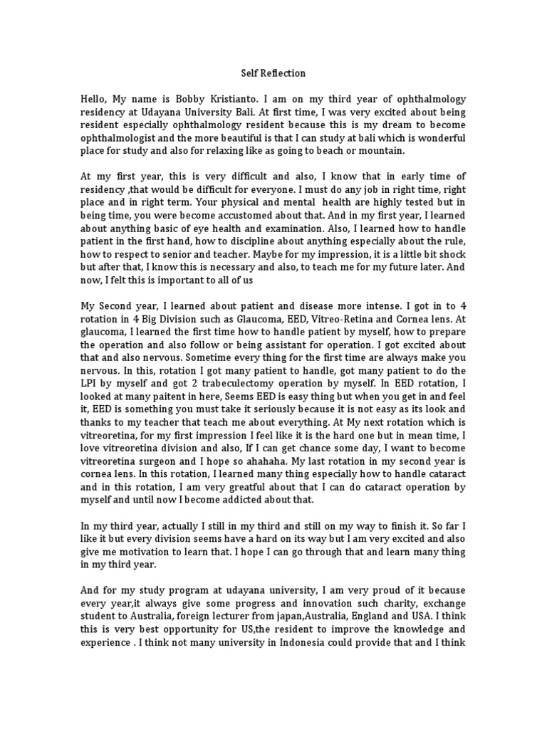 Self Reflection | PDF | Ophthalmology | Human Nature