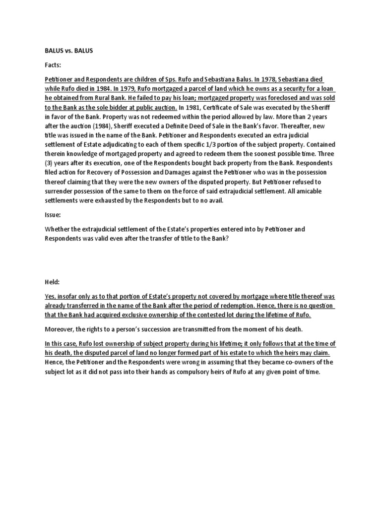 Balus vs. Balus | PDF | Law