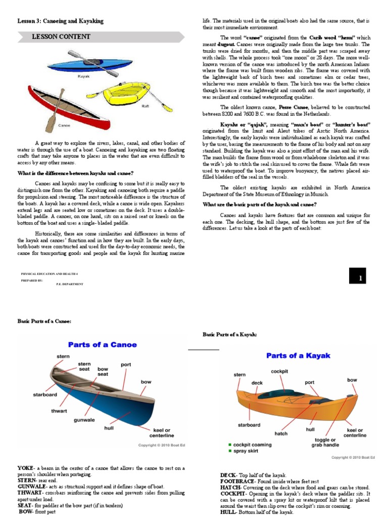 Lesson 3 Canoeing and Kayaking | PDF | Kayak | Canoe