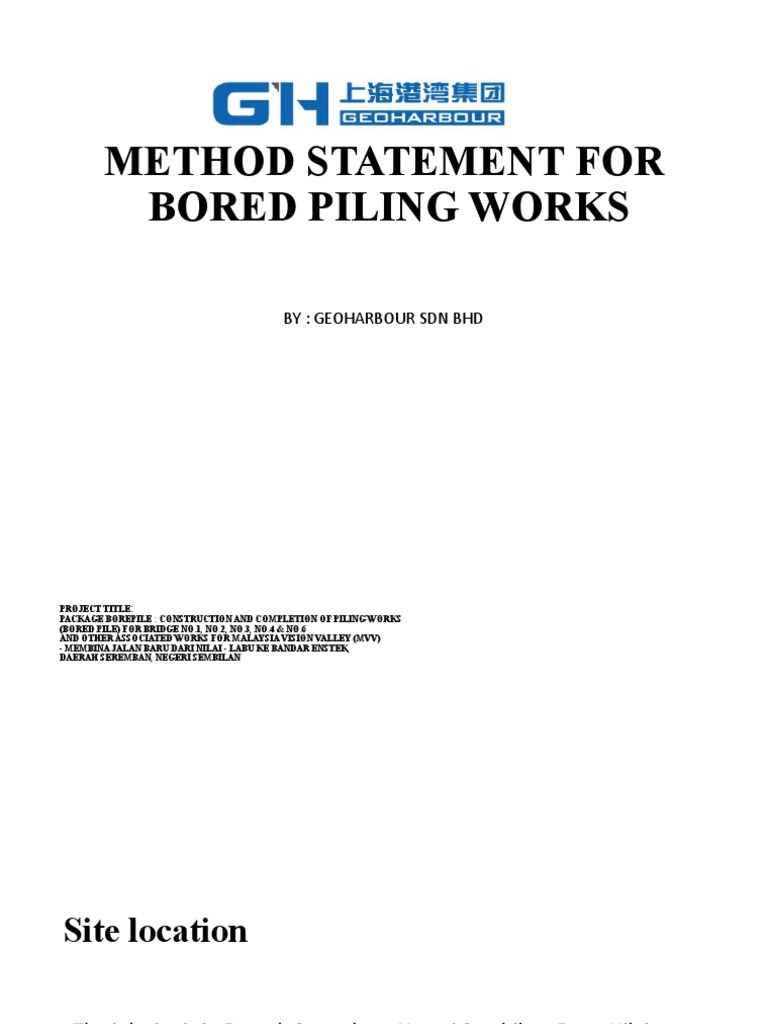 Bored Piling Method Statement for MVV | PDF | Deep Foundation | Concrete