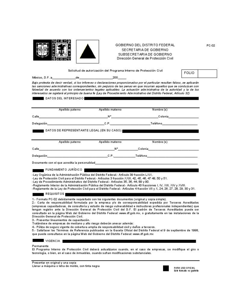 Formato de Protección Civil | PDF | Ciudad de México | Defensa Civil