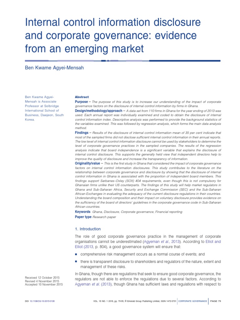 19 Internal Control | PDF | Internal Control | Corporate Governance