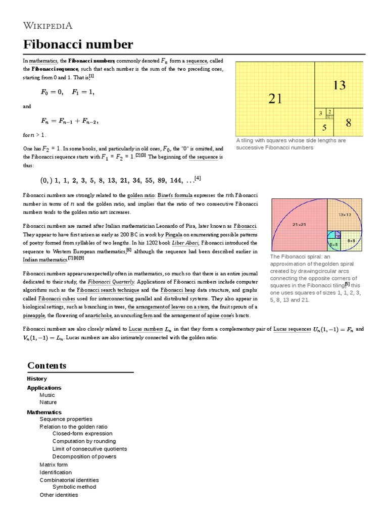 Fibonacci Number | PDF | Number Theory | Mathematical Concepts