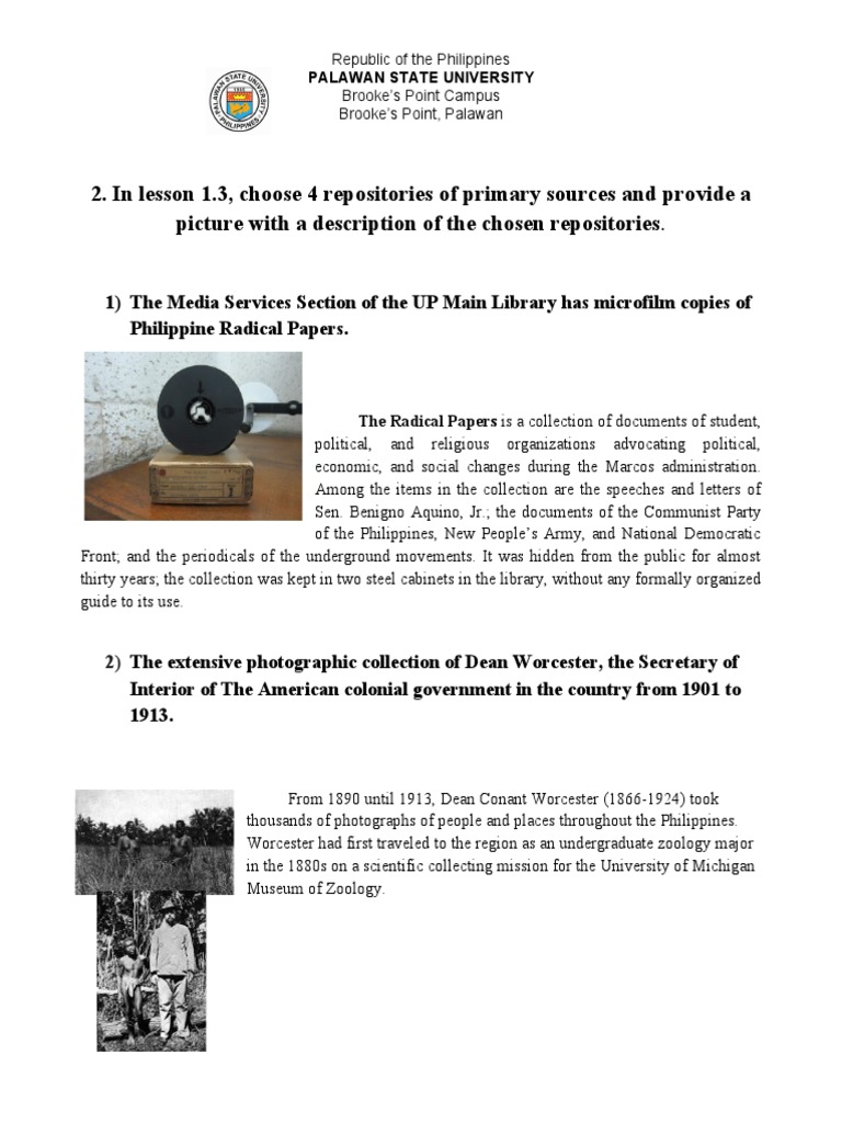 Lesson 1.3 Philippine Repositories of Primary Sources | PDF | Social ...