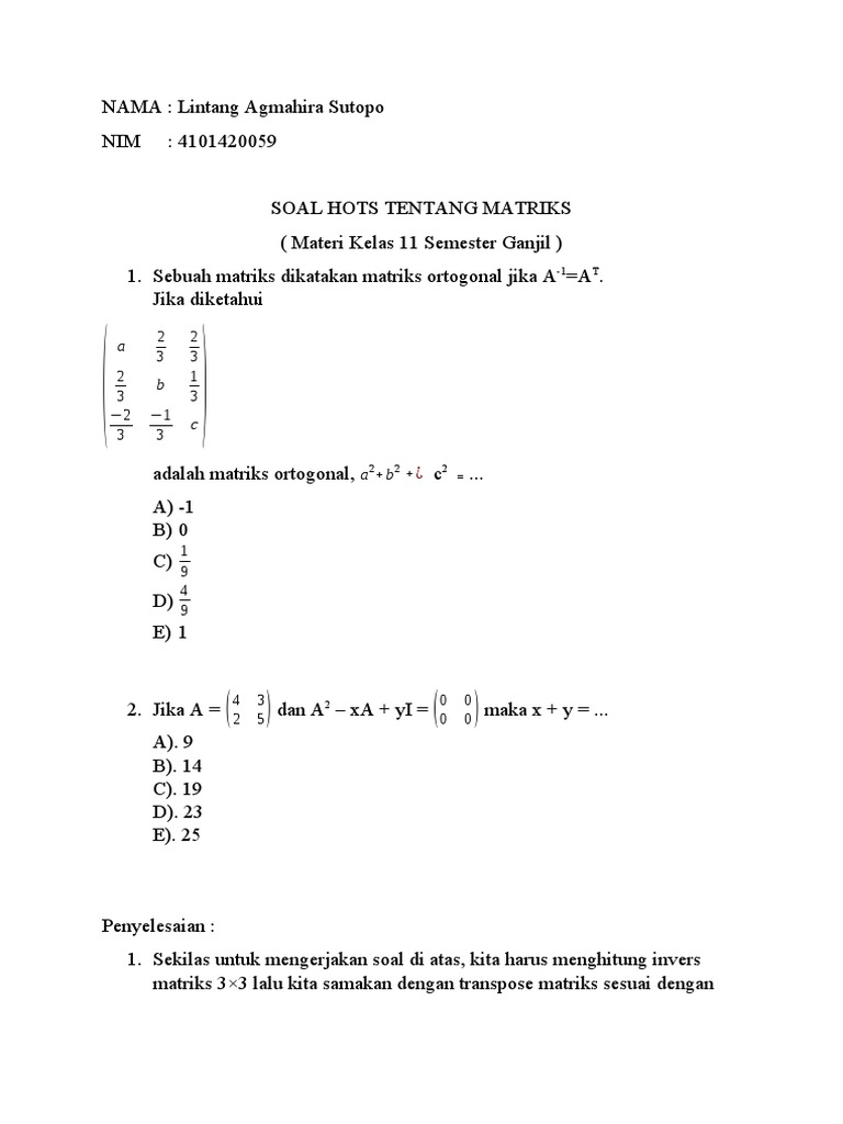 Soal Hots Matriks | PDF