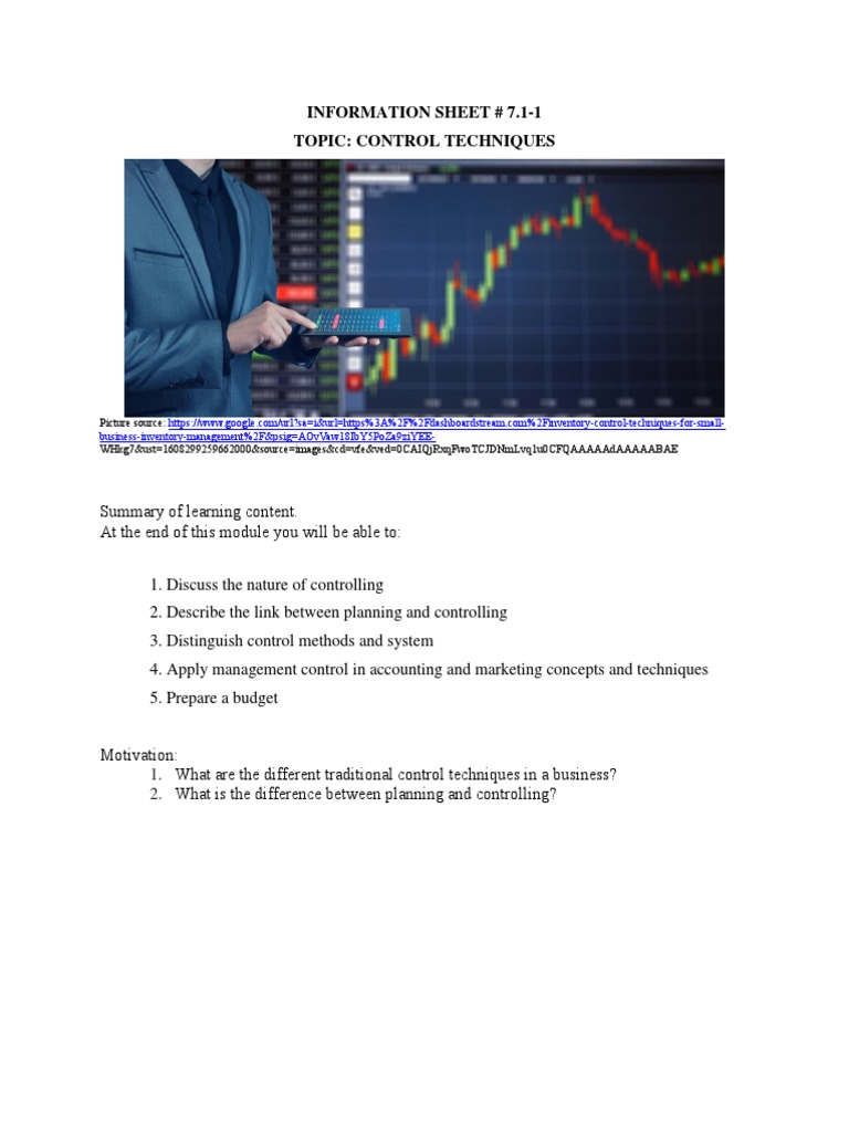 Information Sheet # 7.1-1 Topic: Control Techniques | PDF | Business ...