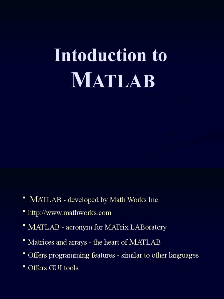 Intoduction To Atlab Pdf Matlab Matrix Mathematics