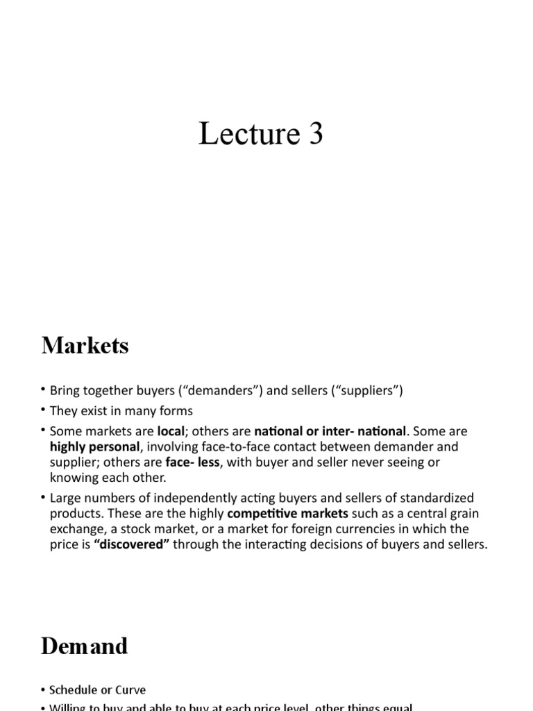 Microeconomics Lecture 3 | PDF | Demand | Supply (Economics)