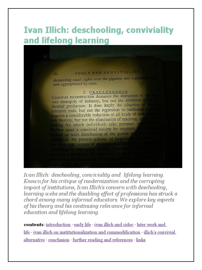 Ivan Illich: Deschooling, Conviviality and Lifelong Learning | Download ...