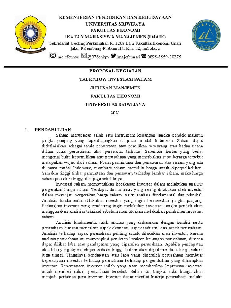 Proposal Kegiatan Collab Saham | PDF