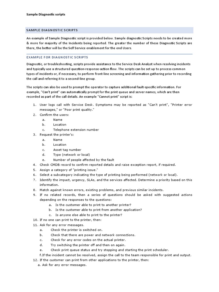 Sample Diagnostic Scripts Cc Pdf Printer Computing Application Software