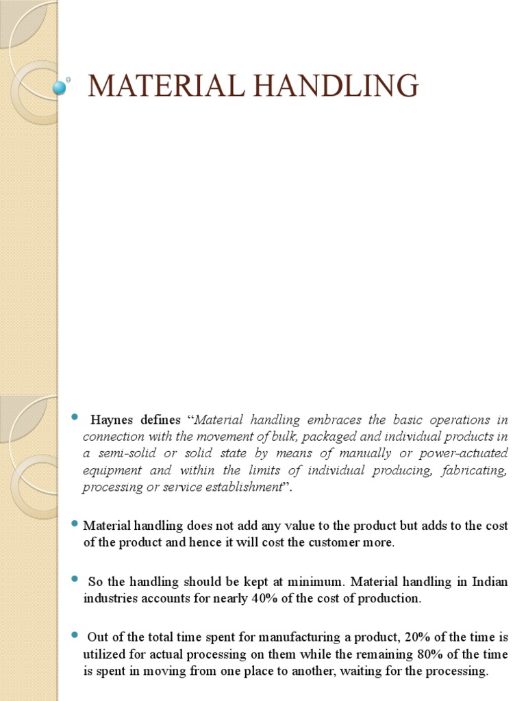 Unit 3.2 - Material Handling | PDF | Mechanical Engineering | Supply ...