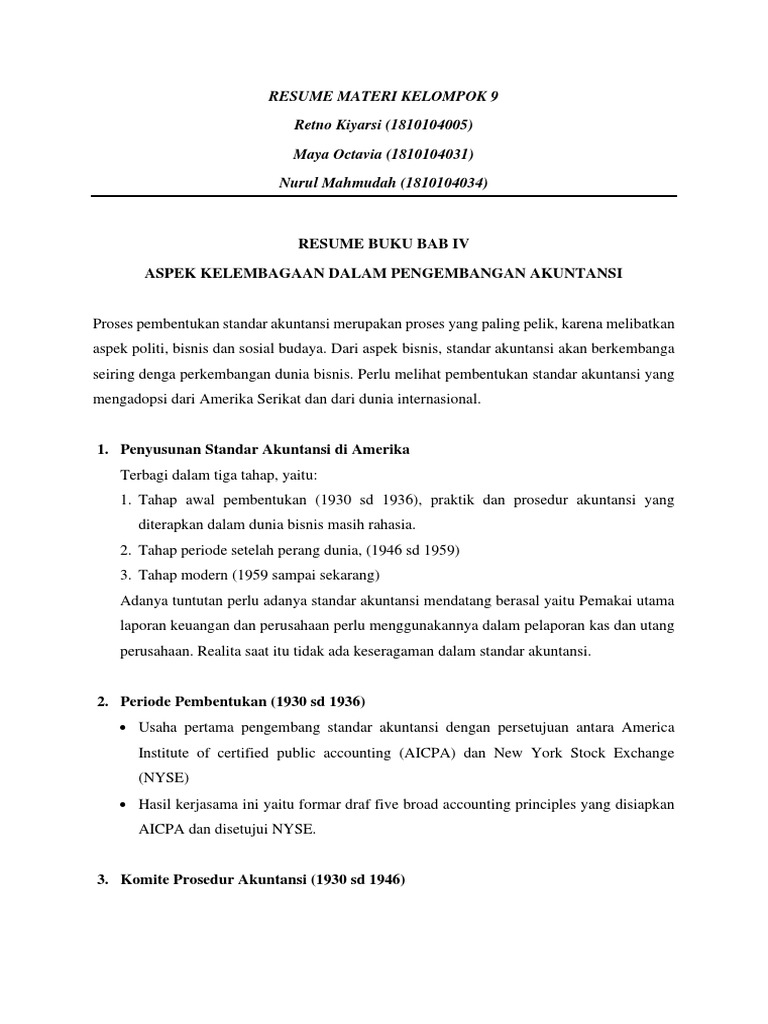 RESUME4 - Aspek Kelembagaan Dalam Pengembangan Akuntansi | PDF