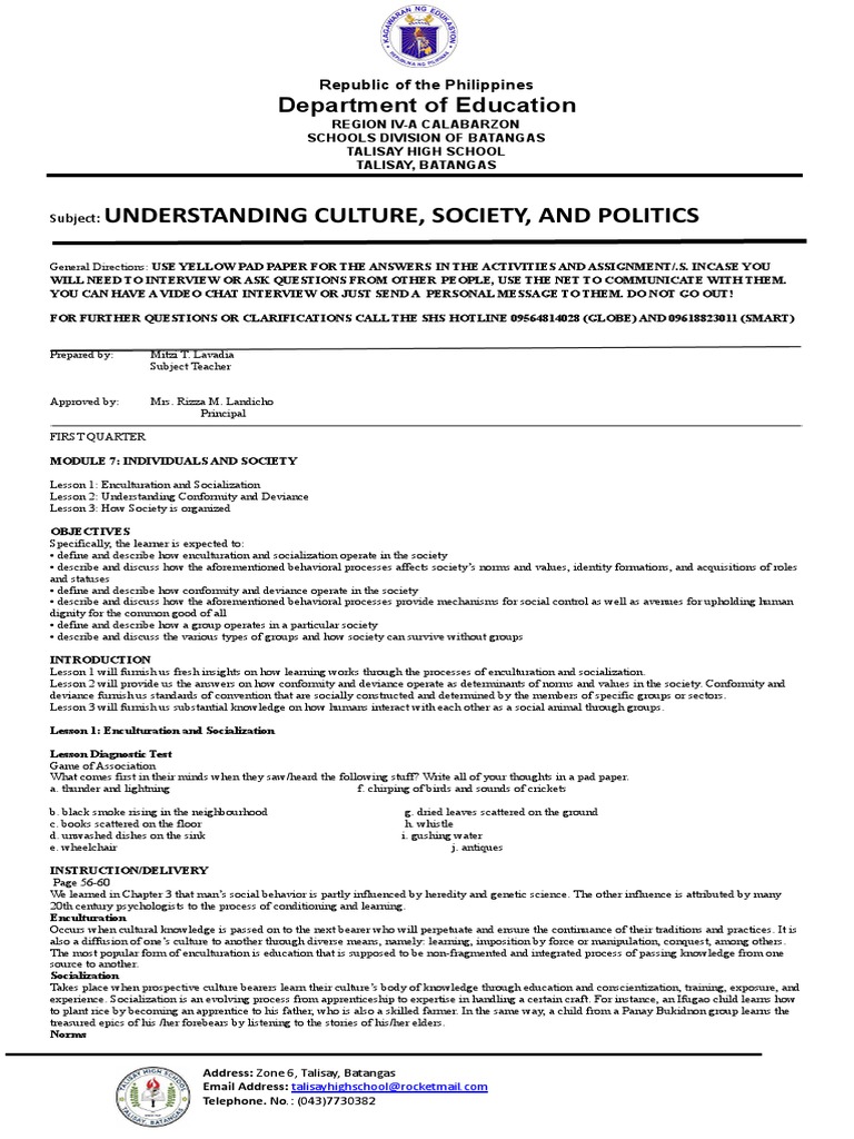 Module 7 Lesson 1,2 & 3 | Download Free PDF | Deviance (Sociology ...