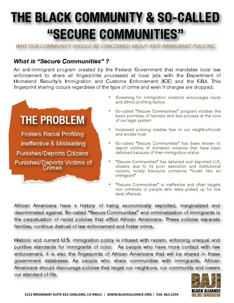 ICE's Secure Communities & The Black Community | PDF | Racial Profiling ...