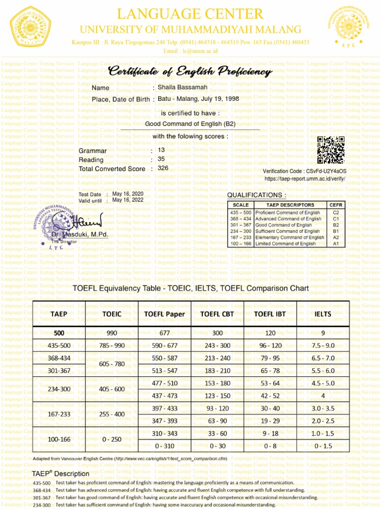 English Proficiency Certification B2 | PDF
