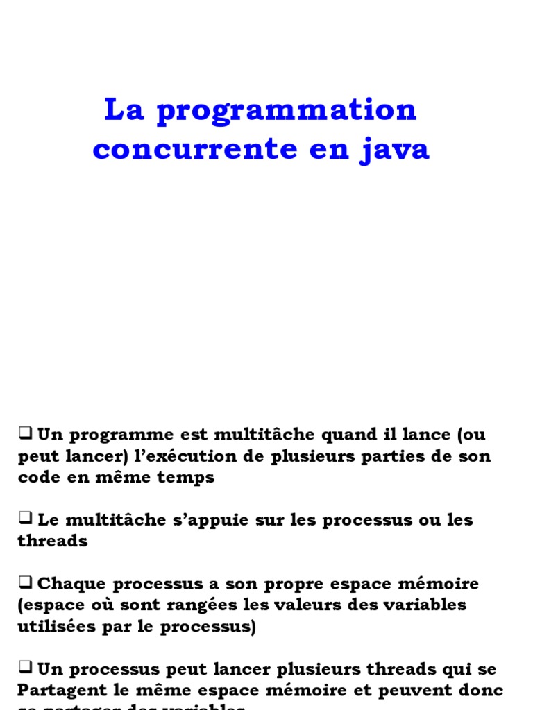 Cours Programmation Concurrente En Java Pdf Thread Informatique Programmation Informatique