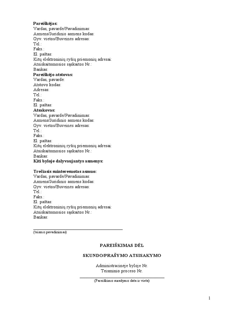 Pareiskimas Del Skundo - Prasymo Atsisakymo | PDF