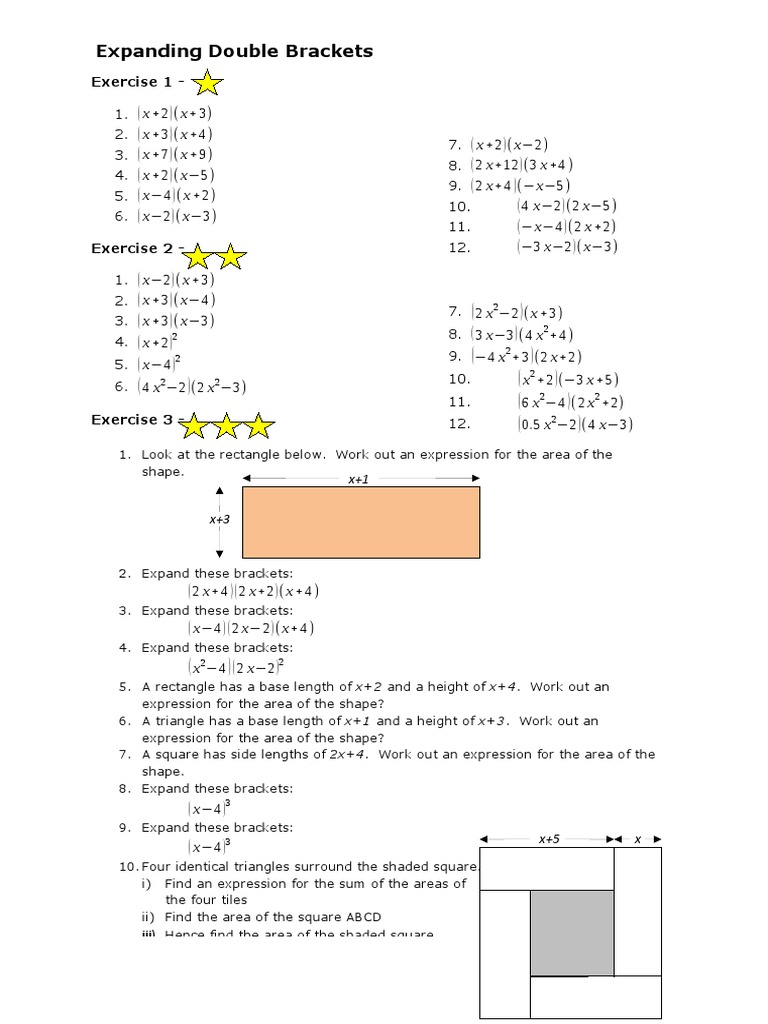 Expanding Double Brackets: Exercise 1 | PDF