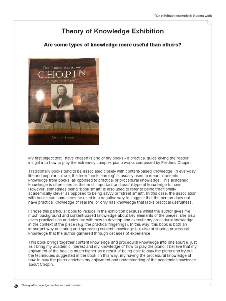 Theory of Knowledge Exhibition: Are Some Types of Knowledge More Useful ...