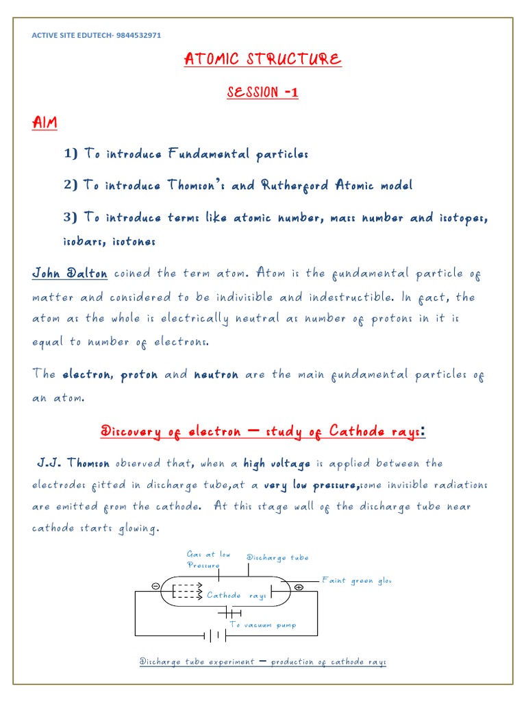 Atomic Structure | PDF | Atomic Nucleus | Photoelectric Effect