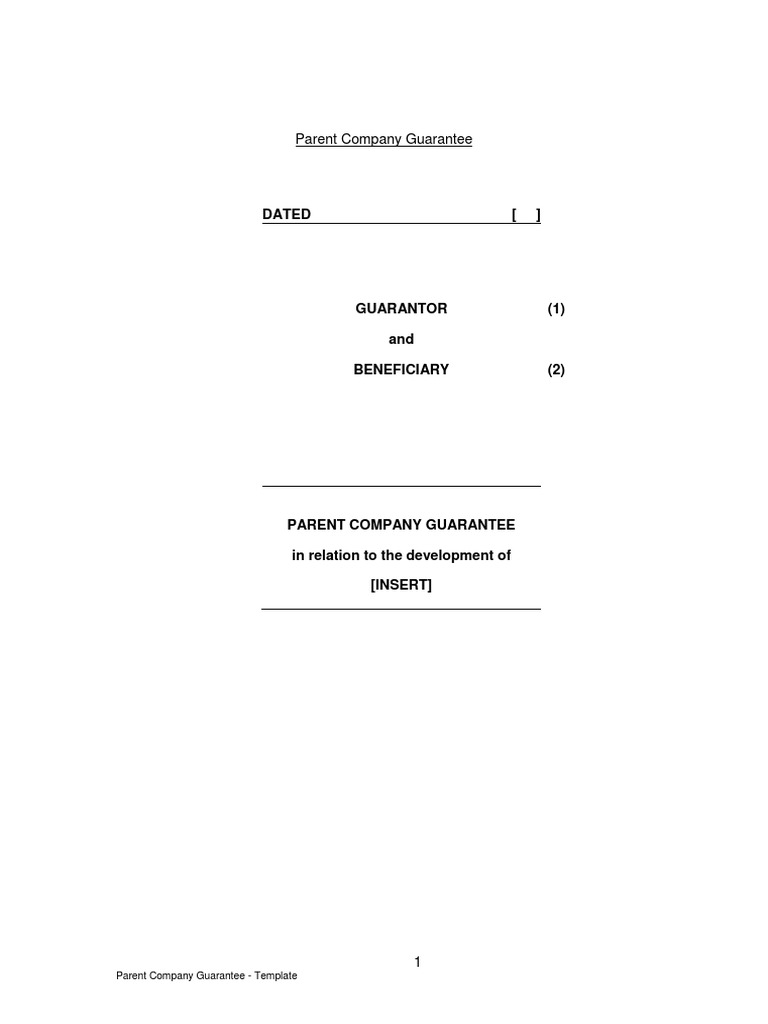 Parent Guarantee Contract Parent Company Guarantee Template | PDF ...