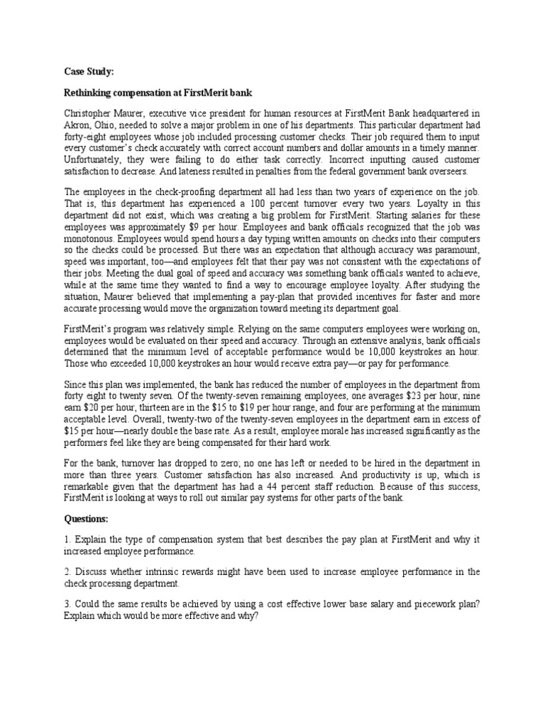 HRM 370 Case Study Compensation | PDF | Employment | Salary