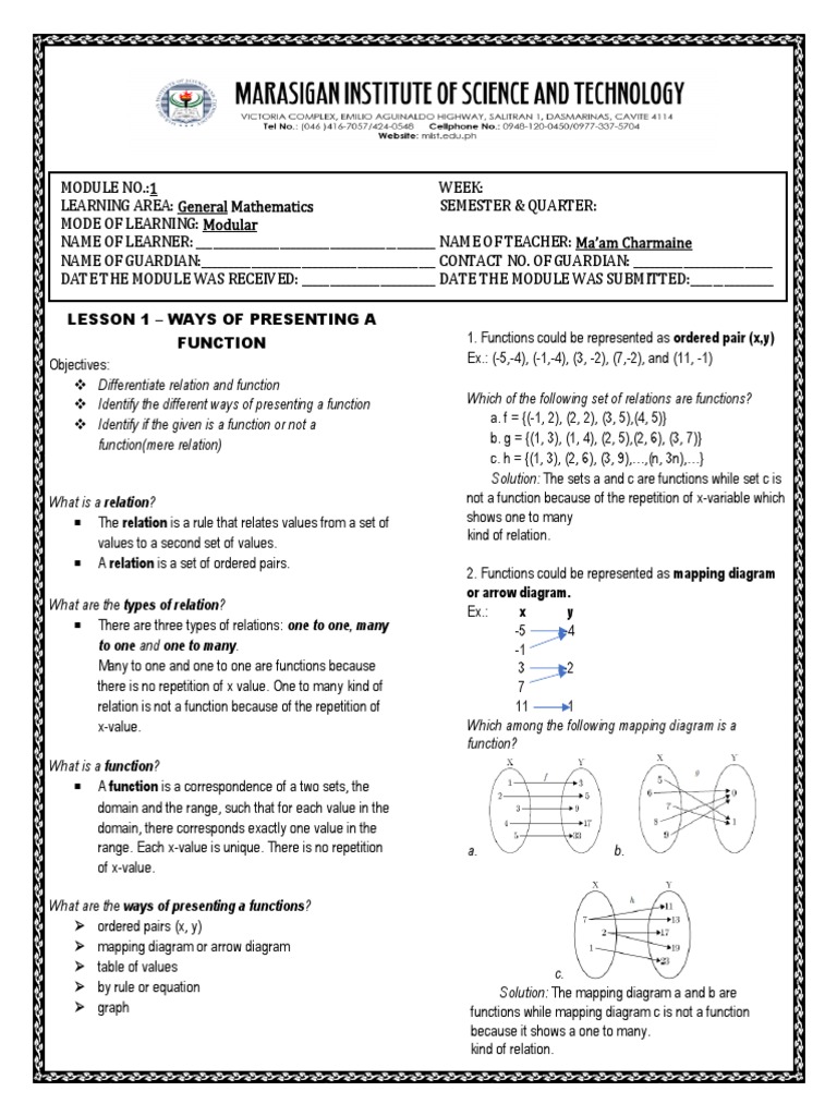 Functions Module | PDF | Function (Mathematics) | Mathematical Logic