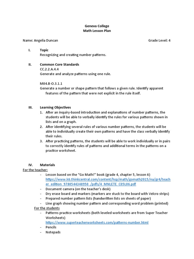 Geneva College Math Lesson Plan: Er - Edition - 9780544348950 - /pdfs/4 ...