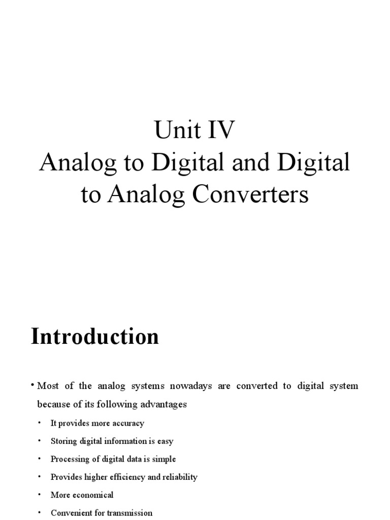 Unit IV Analog To Digital and Digital To Analog Converters | PDF | Digital To Analog Converter ...