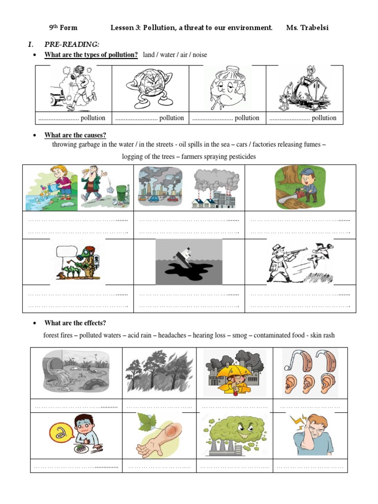 Pollution: Threats and Solutions for 9th Form | PDF | Environment ...