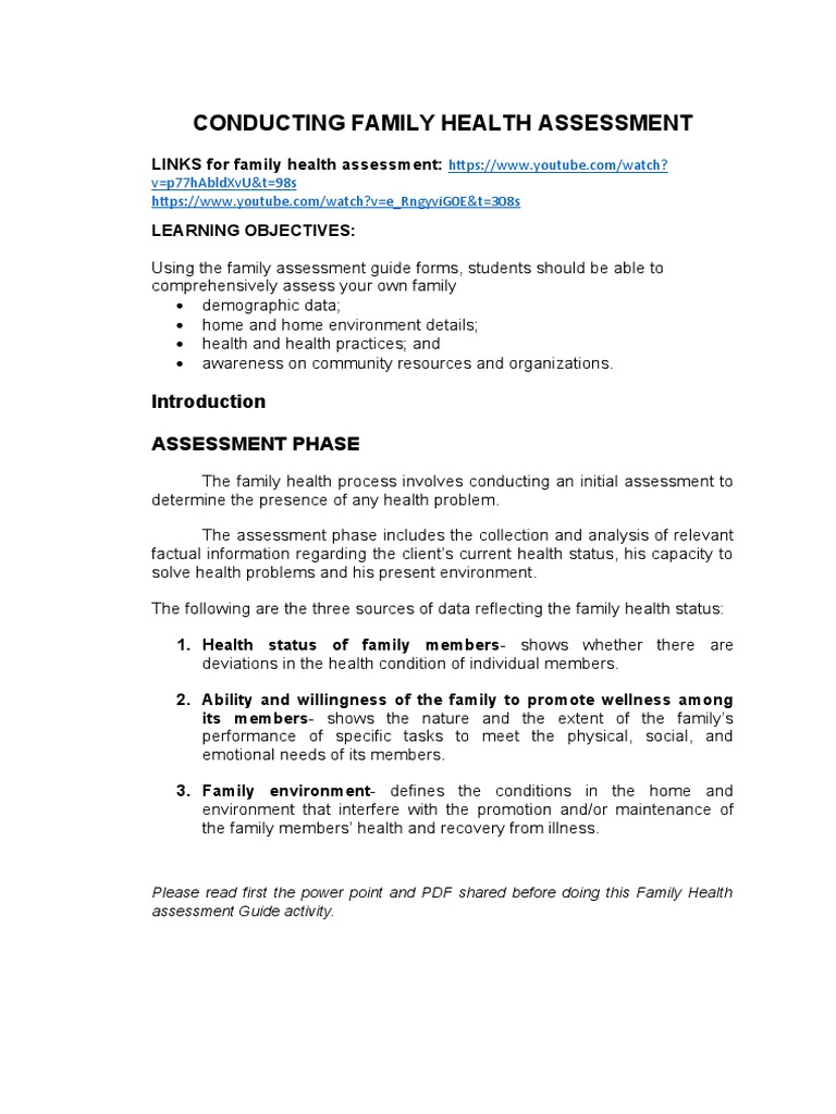 CONDUCTING FAMILY HEALTH ASSESSMENT TOOL Geno Adrian T. Pampanga BSN-2A ...
