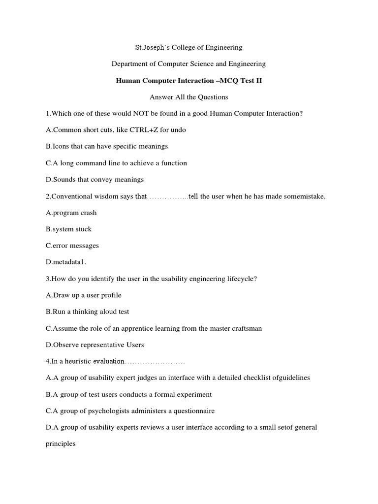 2 Hci MCQ | PDF | Usability | Human–Computer Interaction