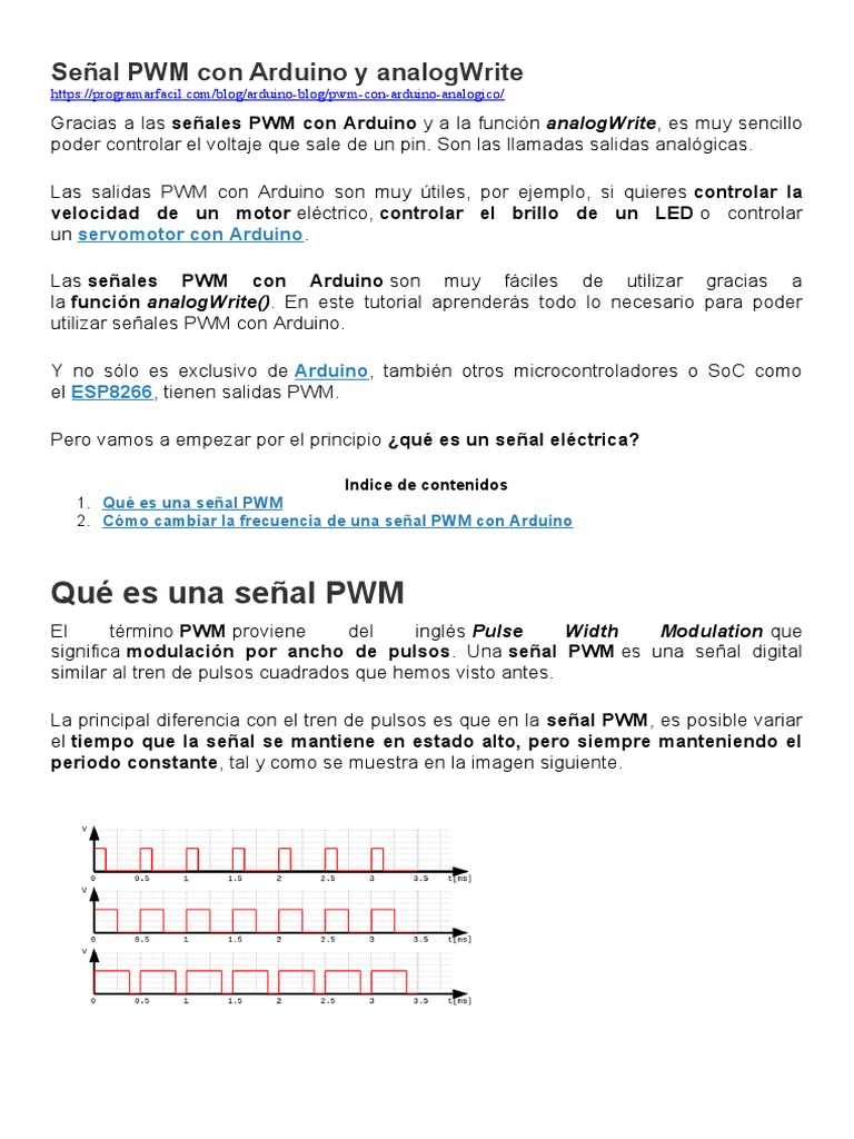 Señal Pwm Con Arduino Y Analogwrite Pdf Transistor De Unión Bipolar Arduino 4337