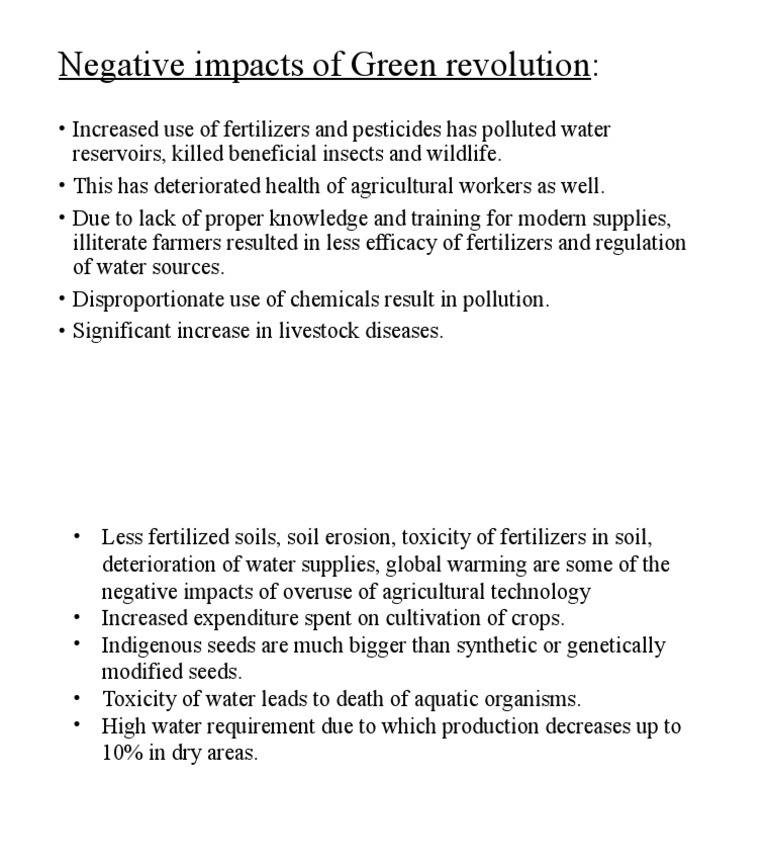 Negative Impacts of the Green Revolution | PDF