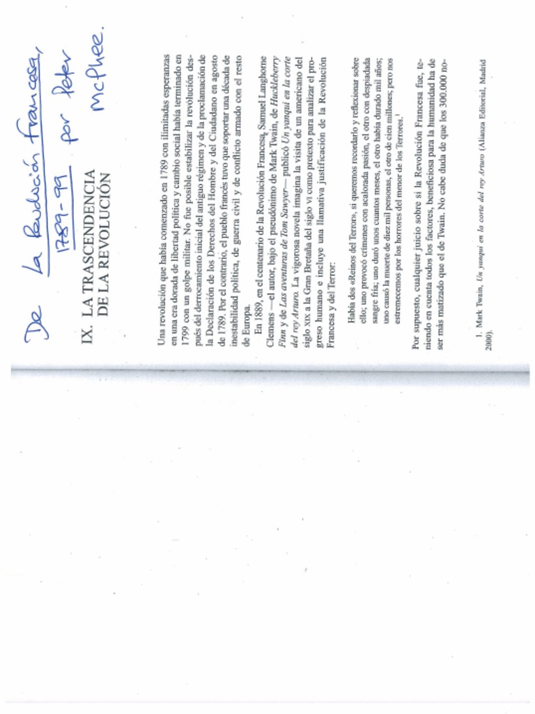 Lectura 1. Peter McPhee, "La Transcendencia de La Revolución" Historia ...