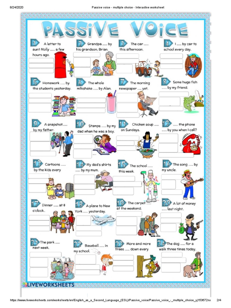 Passive Voice - Multiple Choice - Interactive Worksheet | PDF