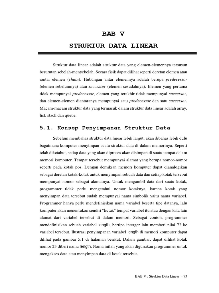 Modul - Bab 5 - Struktur Data Linear | PDF