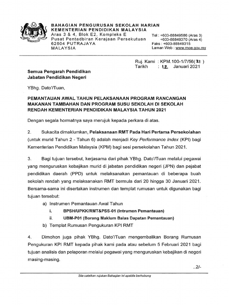 Surat Arahan Pelaksanaan | PDF