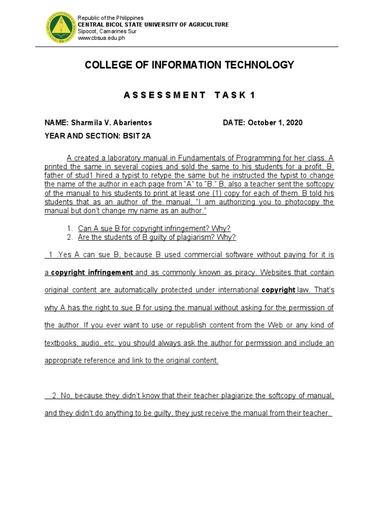 College of Information Technology: Assessment Task 1 | PDF