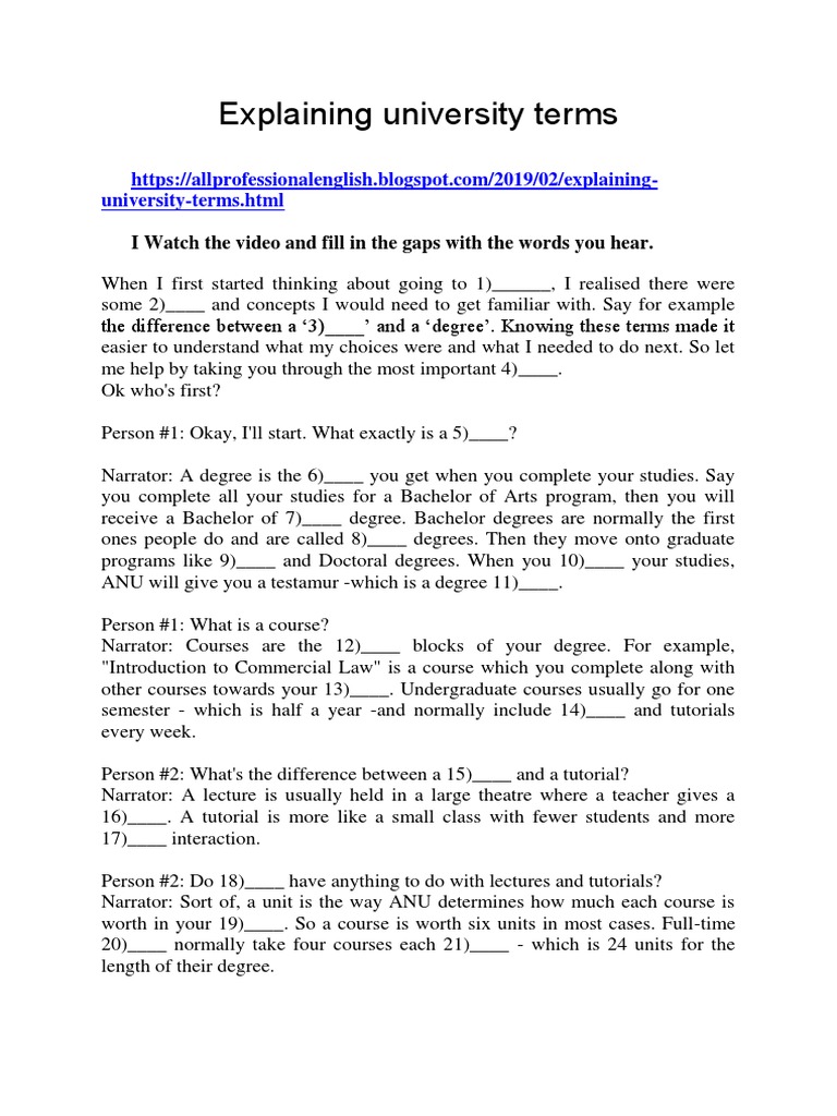 University Terms Expalined | PDF | Undergraduate Education | Academic ...