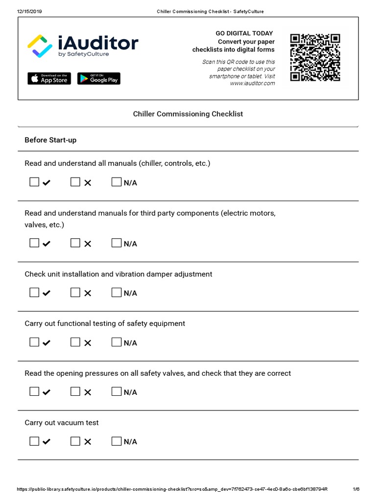 Chiller Commissioning Checklist Guide | PDF | Temperature | Gases
